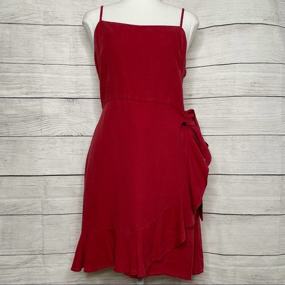 Zara | Dresses | Zara Trf Collection Linen Blend Faux Wrap Mini Dress ...